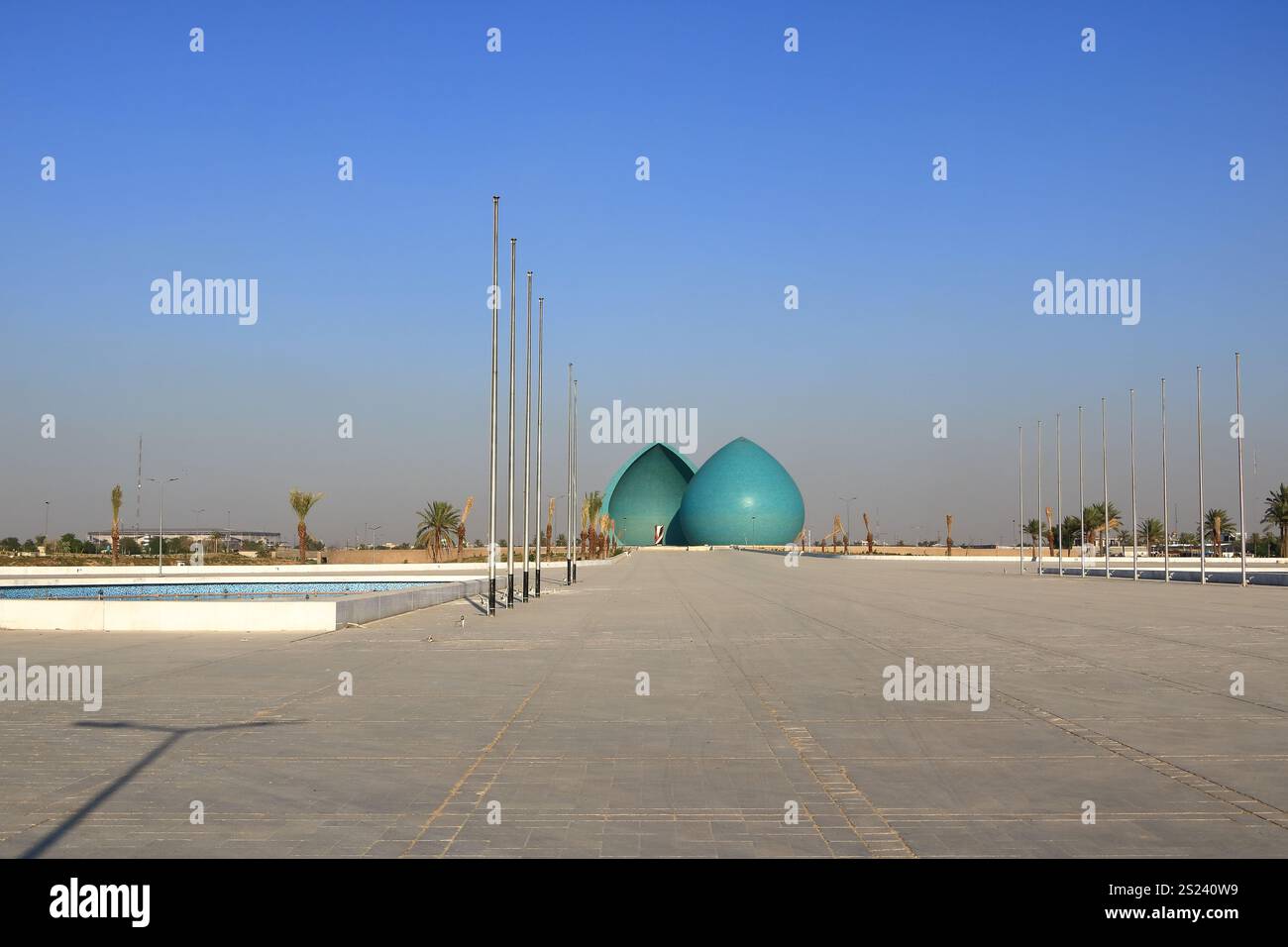 Baghdad, Bagdad in Iraq - November 14 2024: Split turquoise domes of Al ...