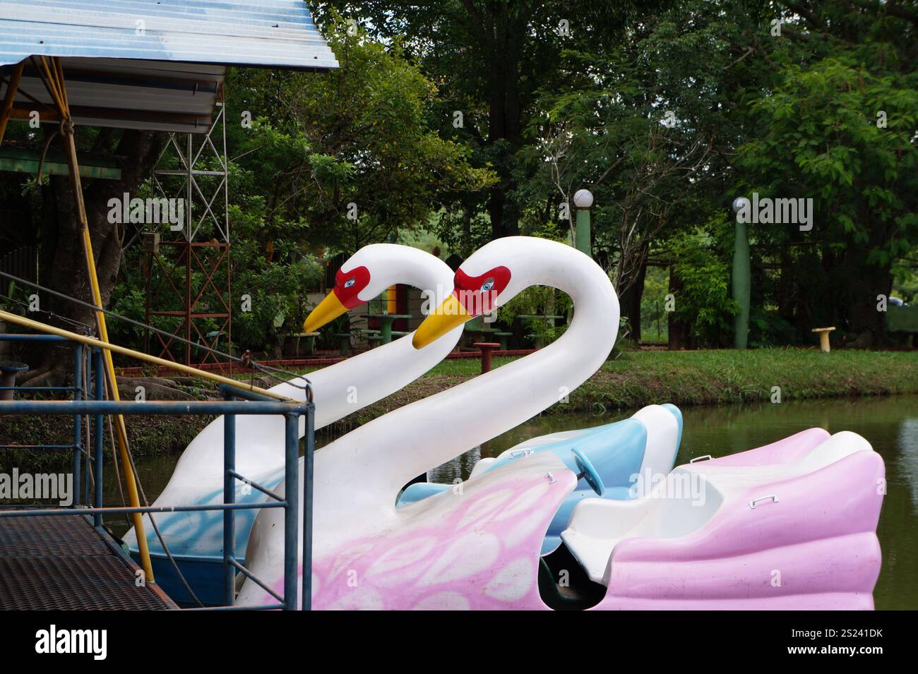 Water rides in a rural water park. toy for adults and children Stock ...