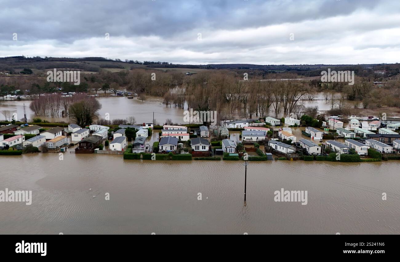 A view of flood waters around the Little Venice caravan park in Yalding ...