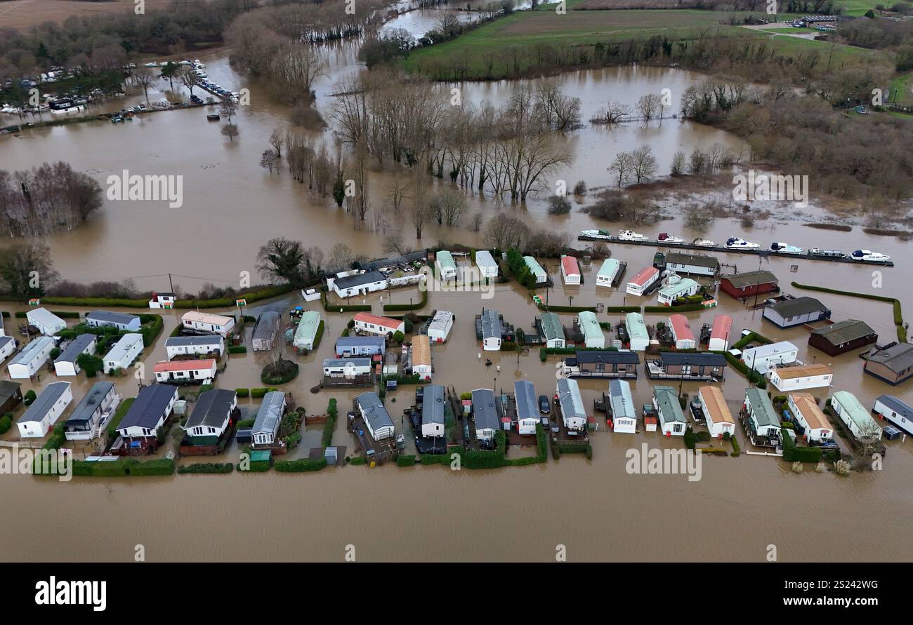A view of flood waters around the Little Venice caravan park in Yalding ...