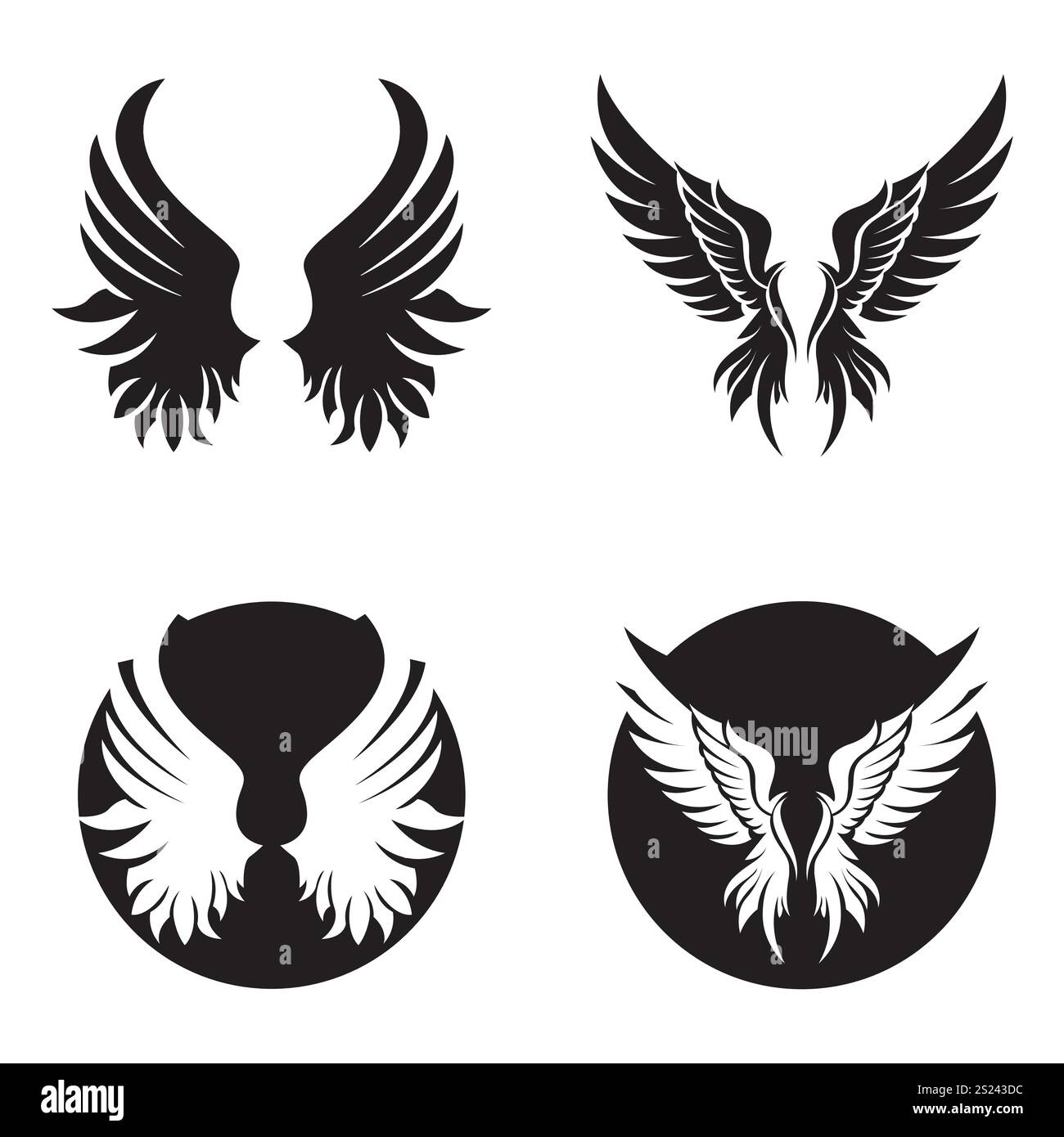 Black wings logo spread wide represent freedom and power Stock Vector ...
