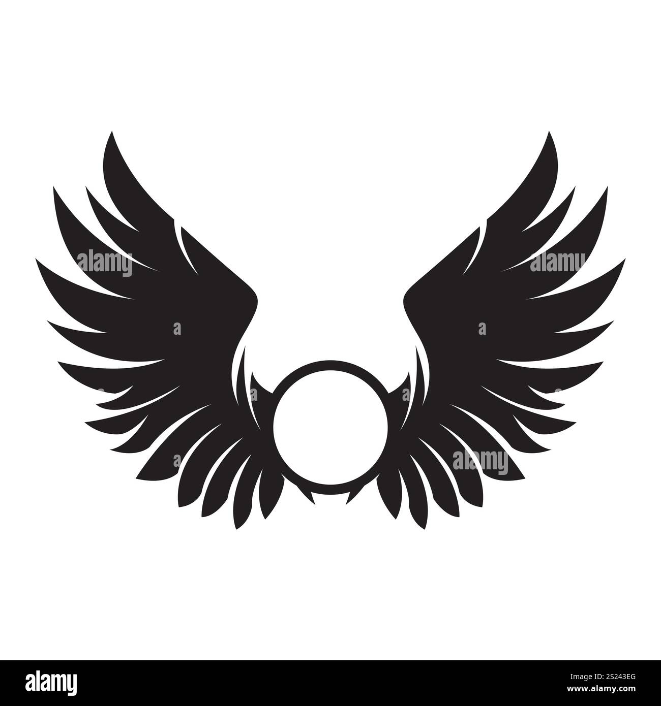 Black wings logo spread wide represent freedom and power Stock Vector ...