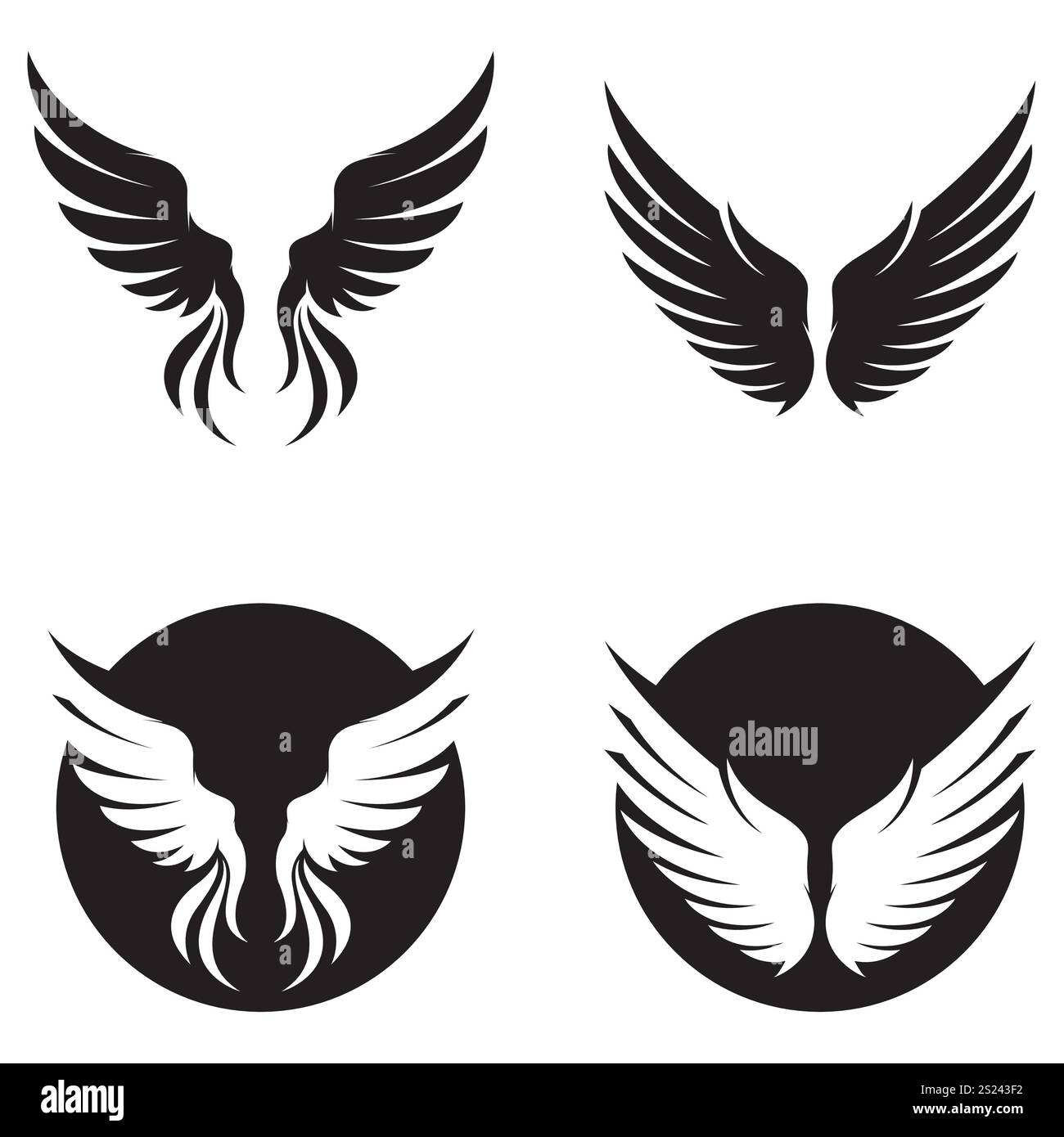 Black wings logo spread wide represent freedom and power Stock Vector ...