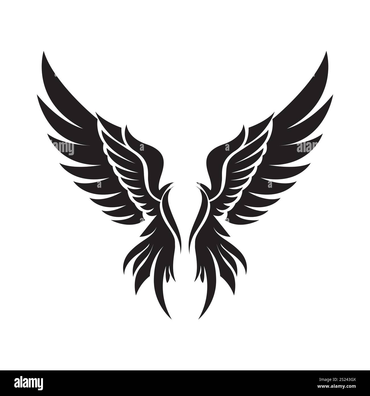Black wings logo spread wide represent freedom and power Stock Vector ...