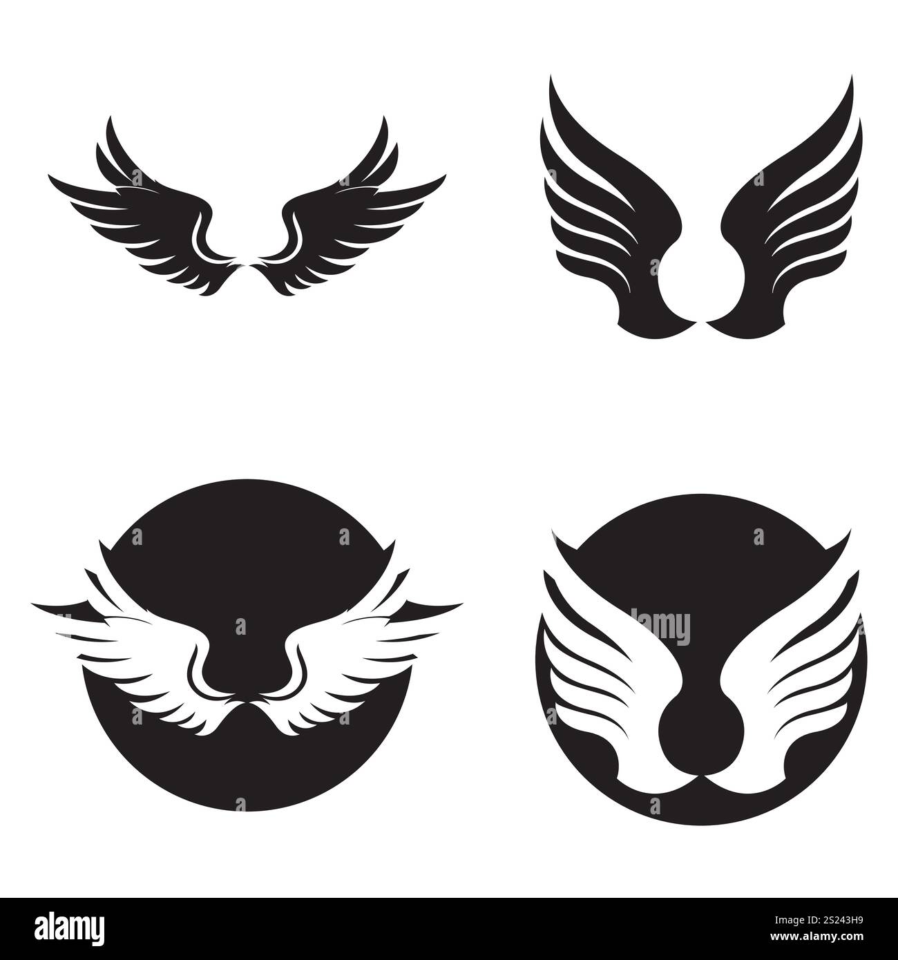 Black wings logo spread wide represent freedom and power Stock Vector ...