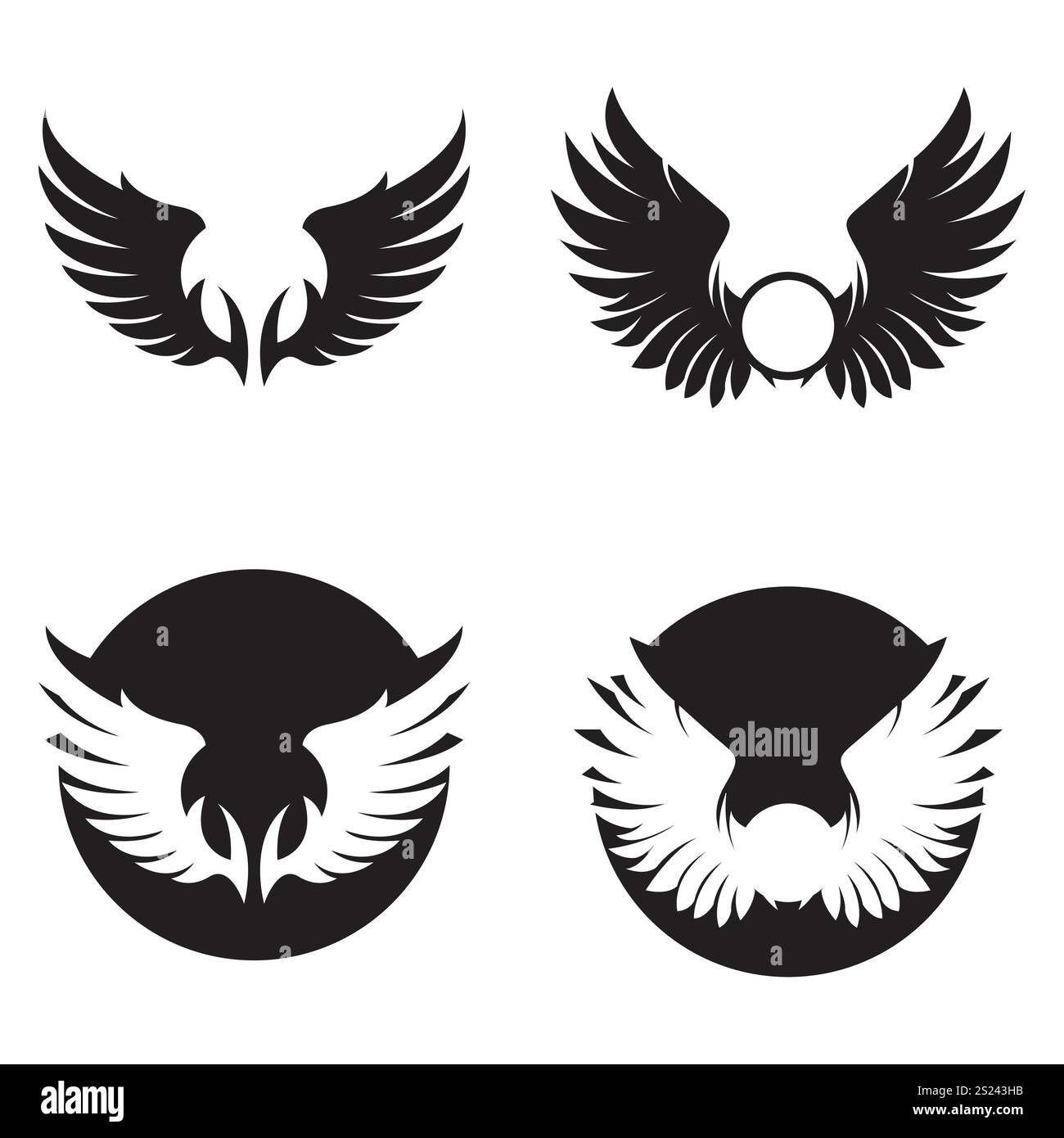 Black wings logo spread wide represent freedom and power Stock Vector ...