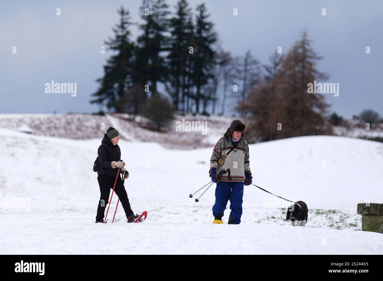 Walkers at Gleneagles in Perthshire. Weather warnings remain in force ...