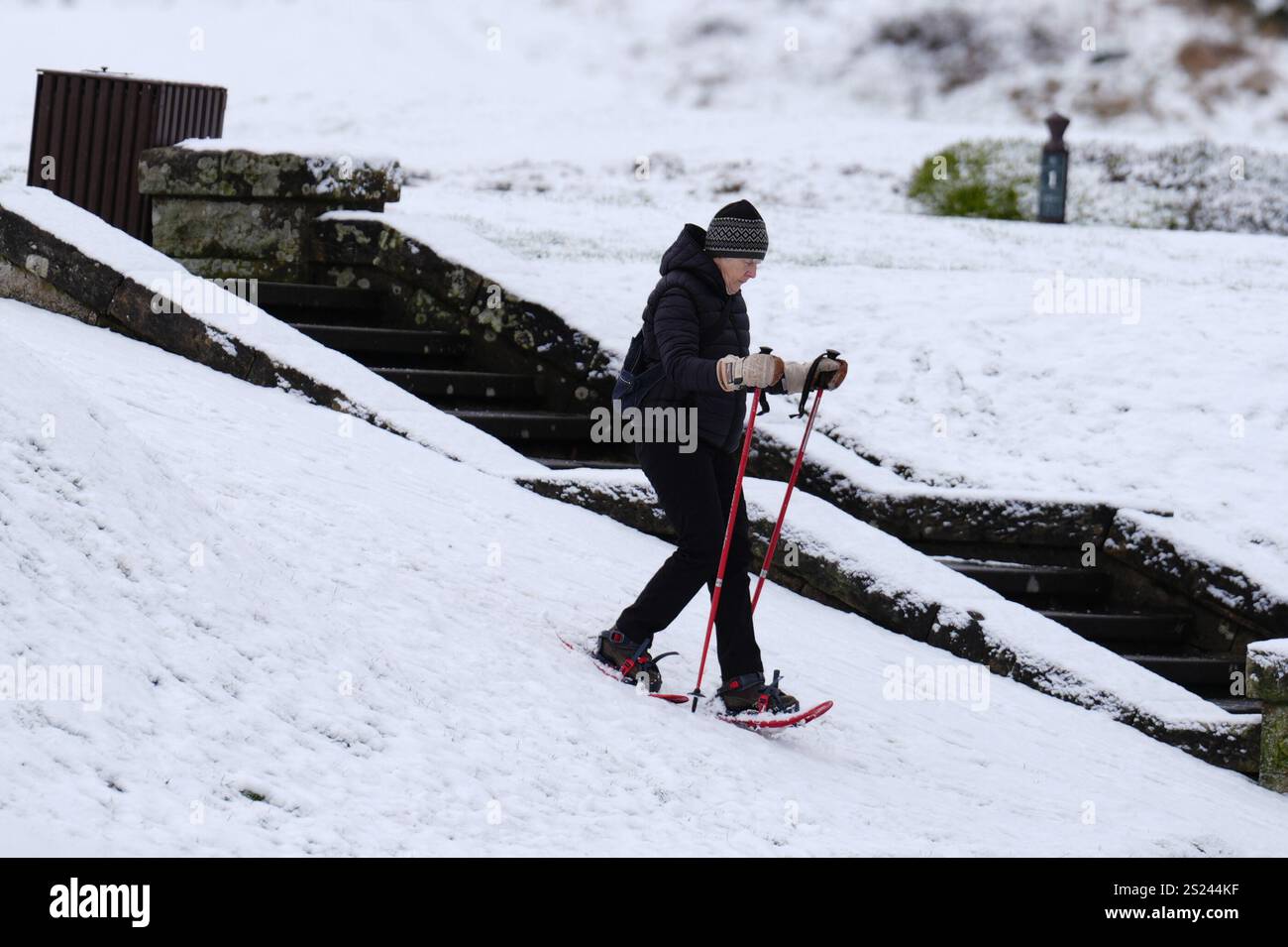A walker at Gleneagles in Perthshire. Weather warnings remain in force ...