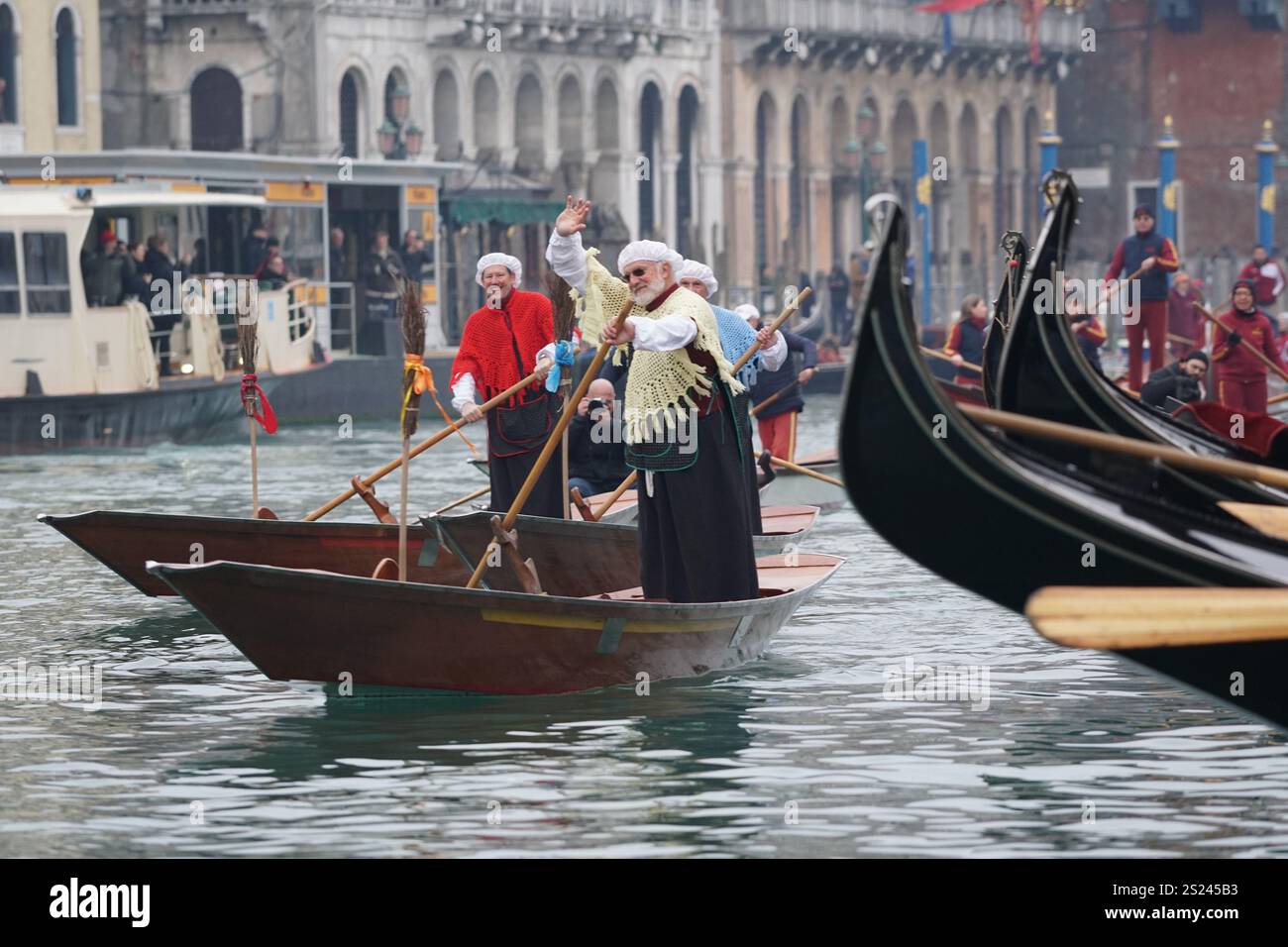 The traditional Befana Regatta along the Grand Canal in Venice, Italy ...