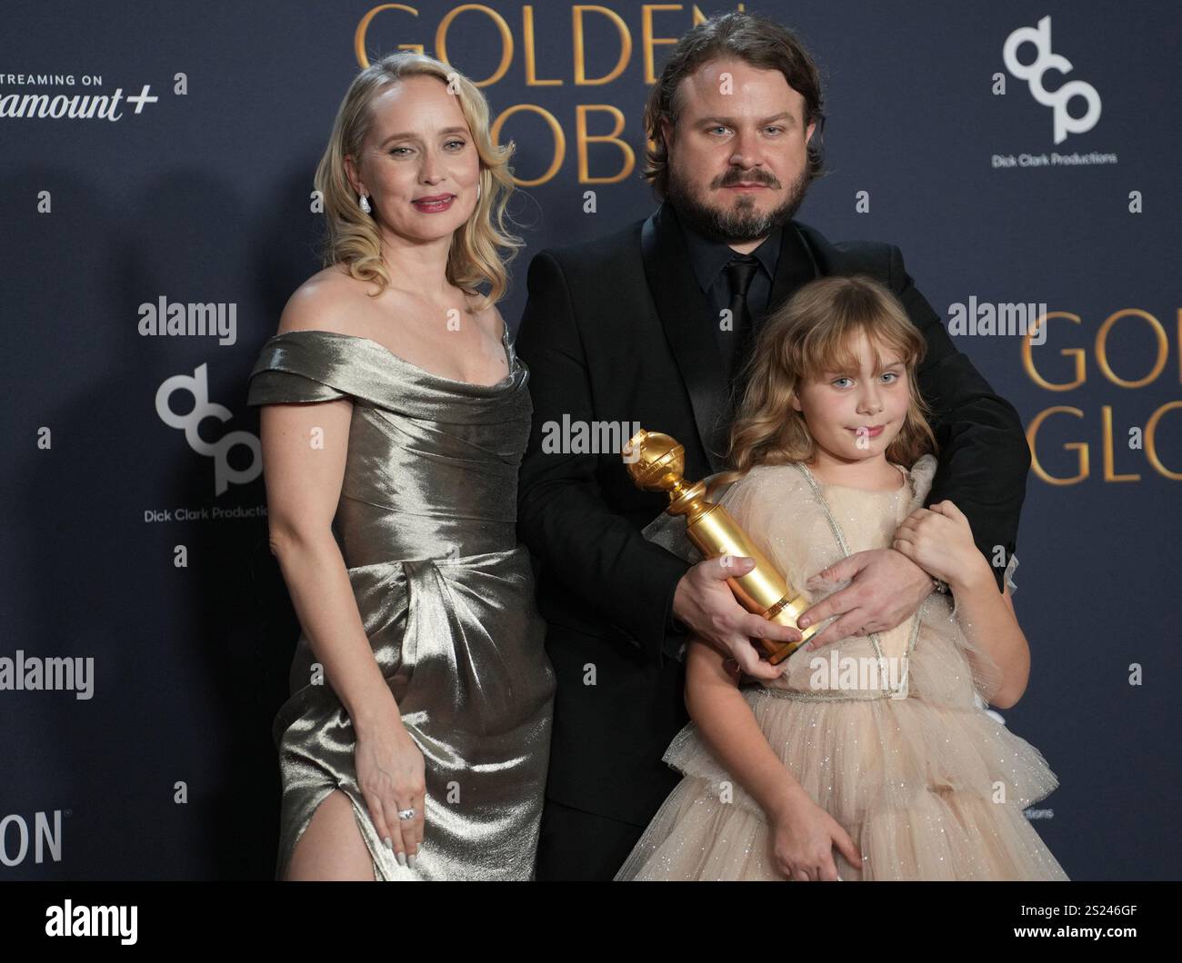 Los Angeles, USA. 05th Jan, 2025. (L-R) Mona Fastvold, Brady Corbet ...