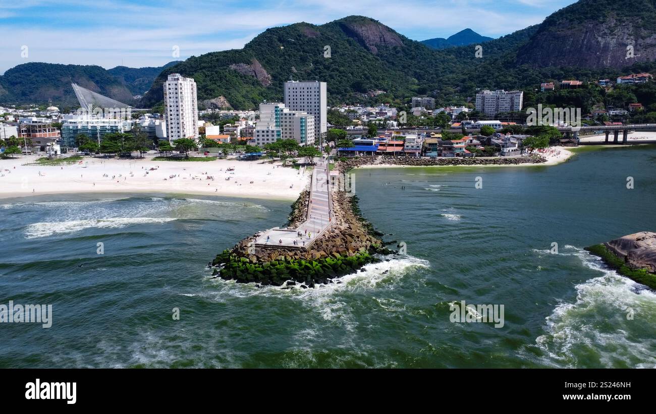 Aerial photo of Quebra Mar, in the Barra da Tijuca beach,in the city of ...
