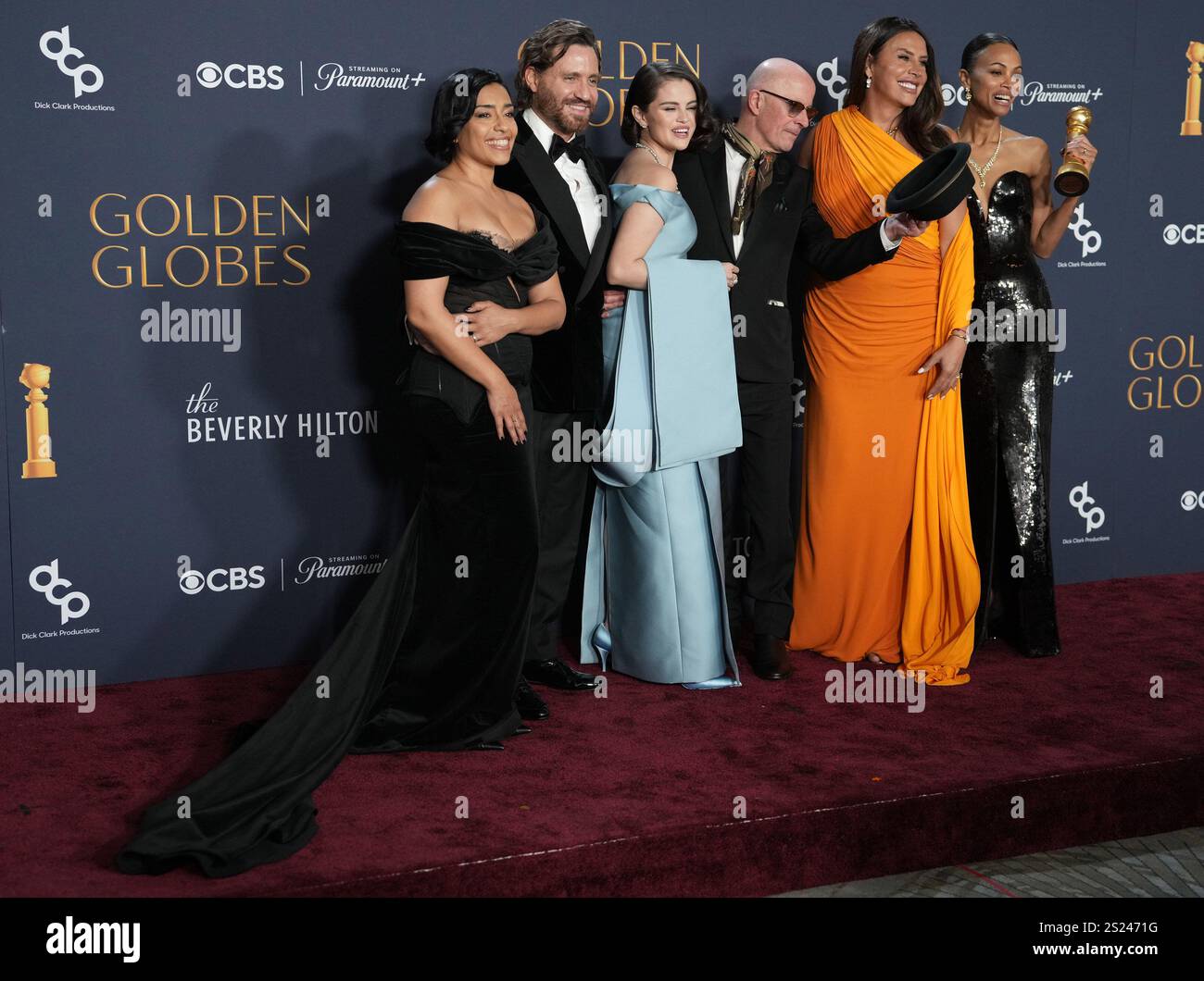 (L-R) EMILIA PEREZ Cast & Crew - Adriana Paz, Edgar Ramírez, Selena Gomez, Jacques Audiard ...