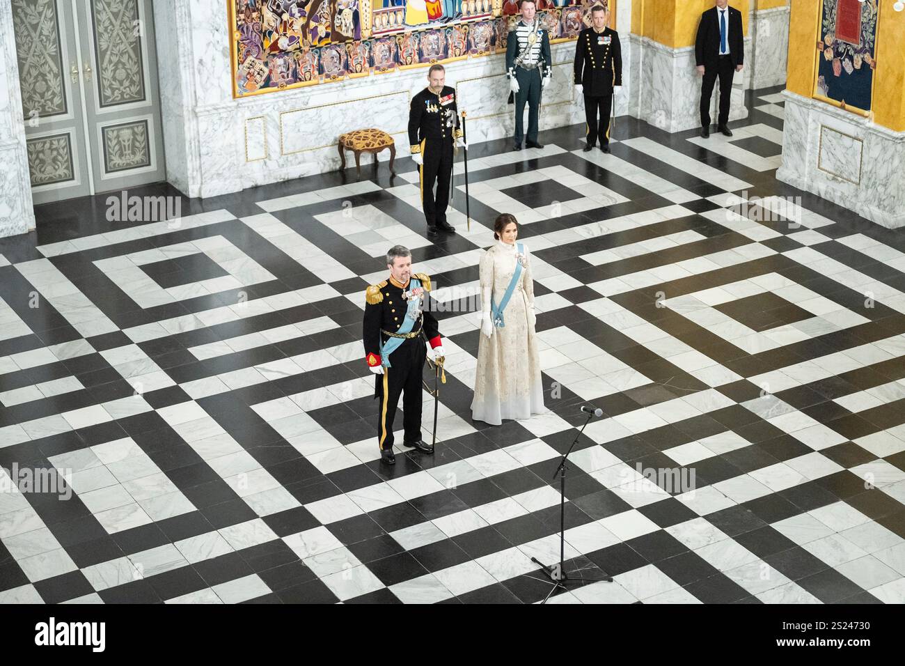 Denmark's Queen Mary and King Frederik X arrives at The Royal Couple's New Year's Reception for ...