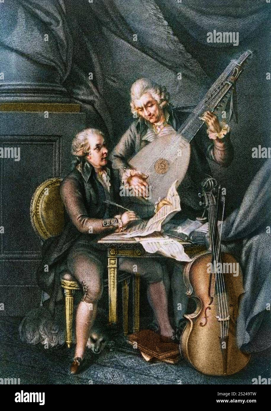Portrait of Franz Joseph Haydn (1732-1809) and Wolfgang Amadeus Mozart ...