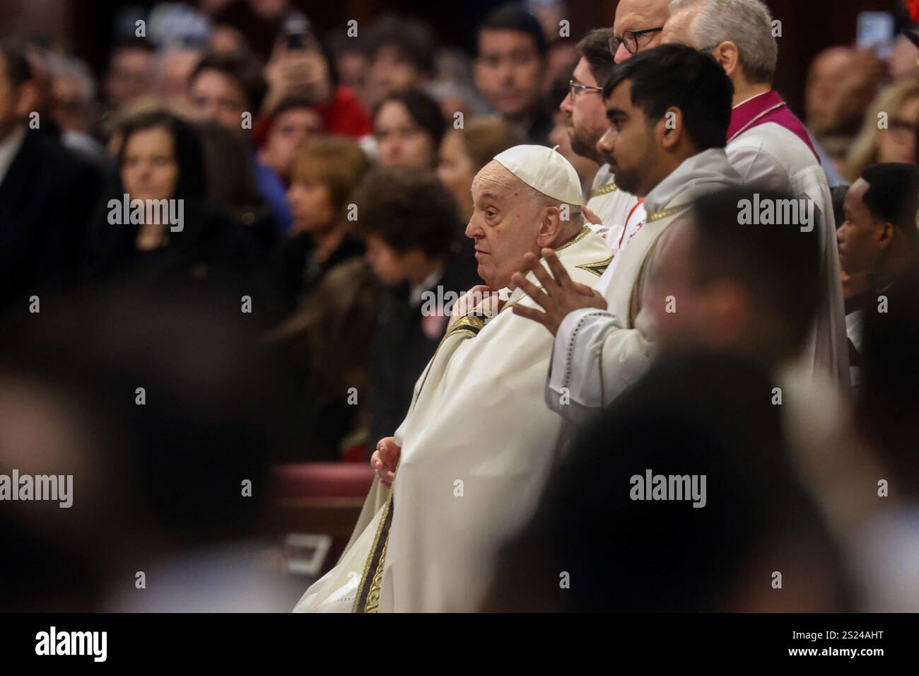 Rome, Italy. 06th Jan, 2025. Pope Francis Bergoglio attends the ...