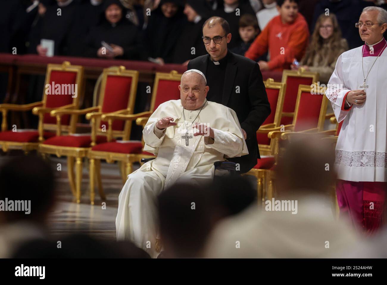 Rome, Italy. 06th Jan, 2025. Pope Francis Bergoglio arrives at the ...