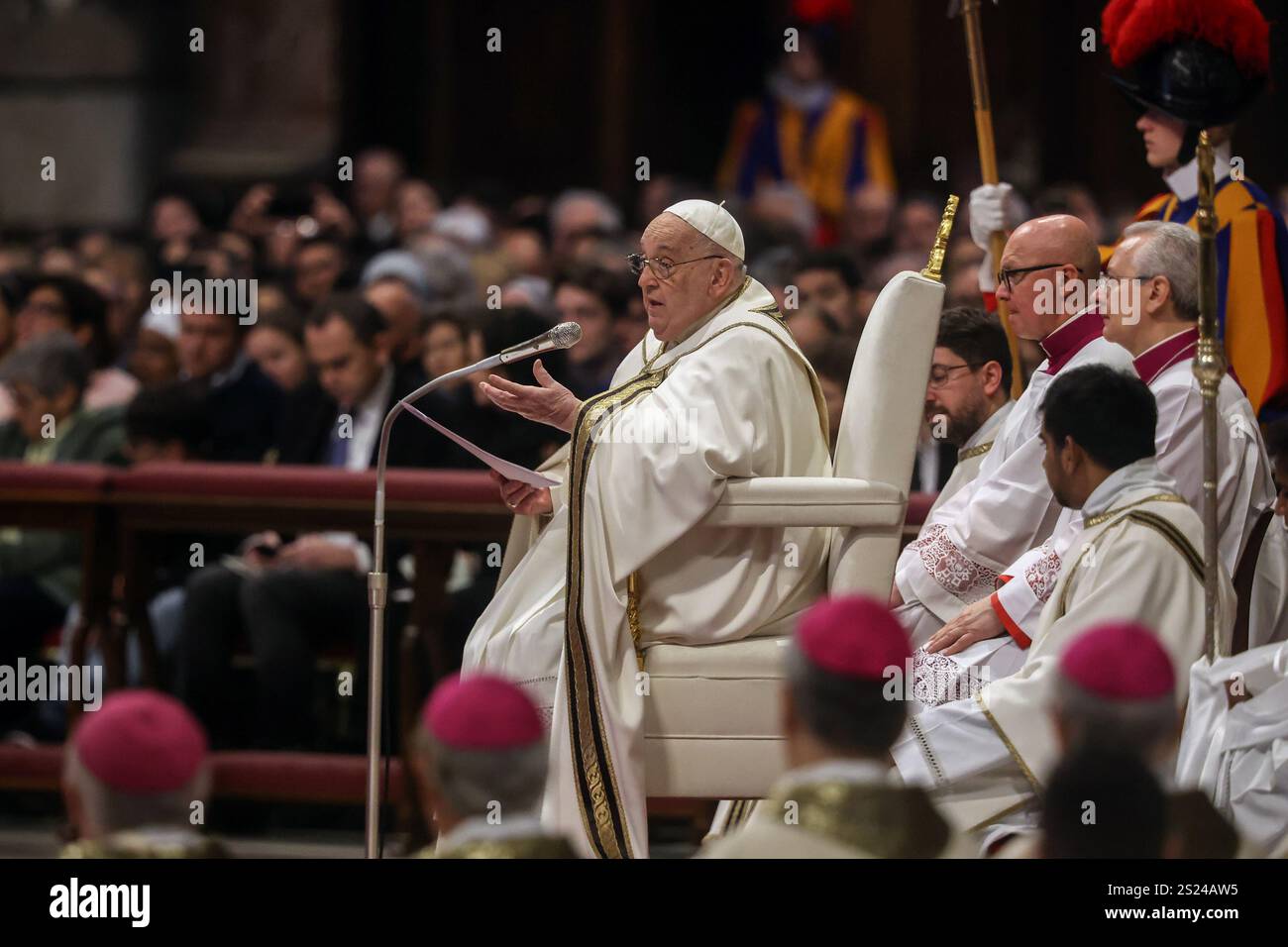 Rome, Italy. 06th Jan, 2025. Pope Francis Bergoglio speaks during the ...