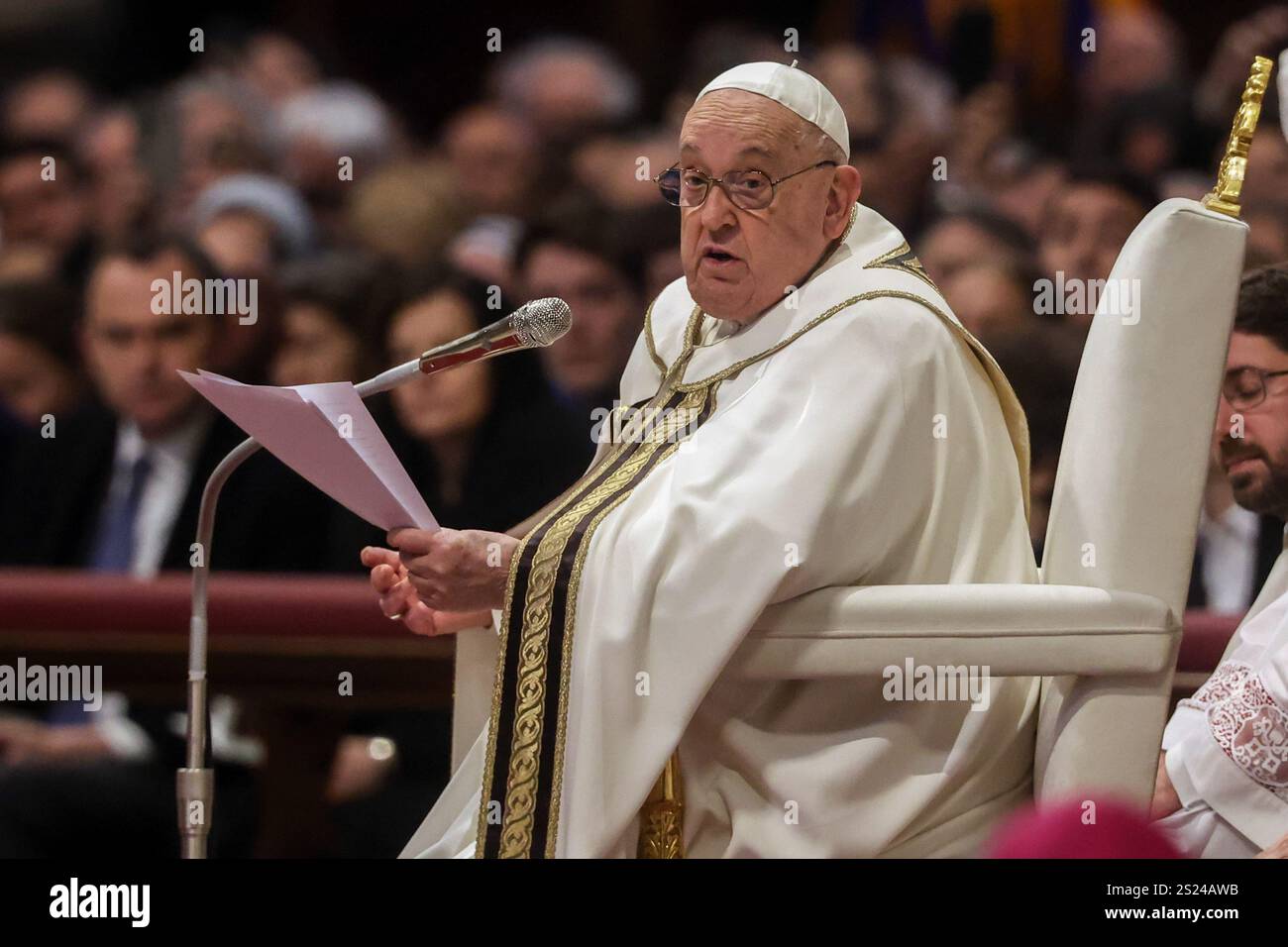 Pope Francis Bergoglio speaks during the celebration of the Epiphany of ...