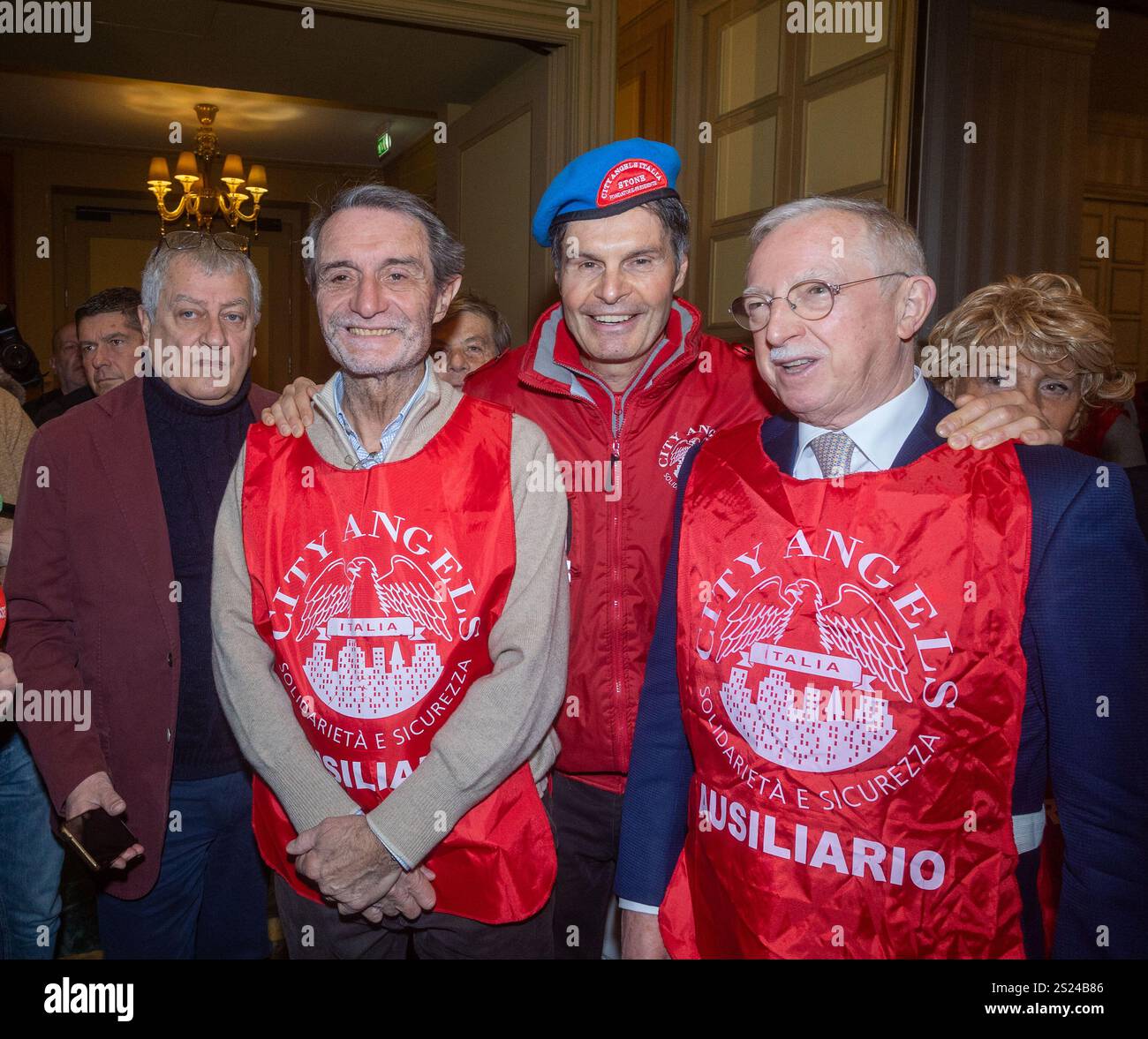 Milano, Italia. 06th Jan, 2025. Attilio Fontana con Mario Furlan e Ezio ...