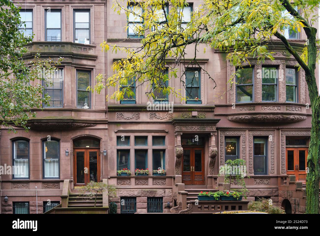 Elegant Old New York Brownstone Townhouses Stock Photo Alamy