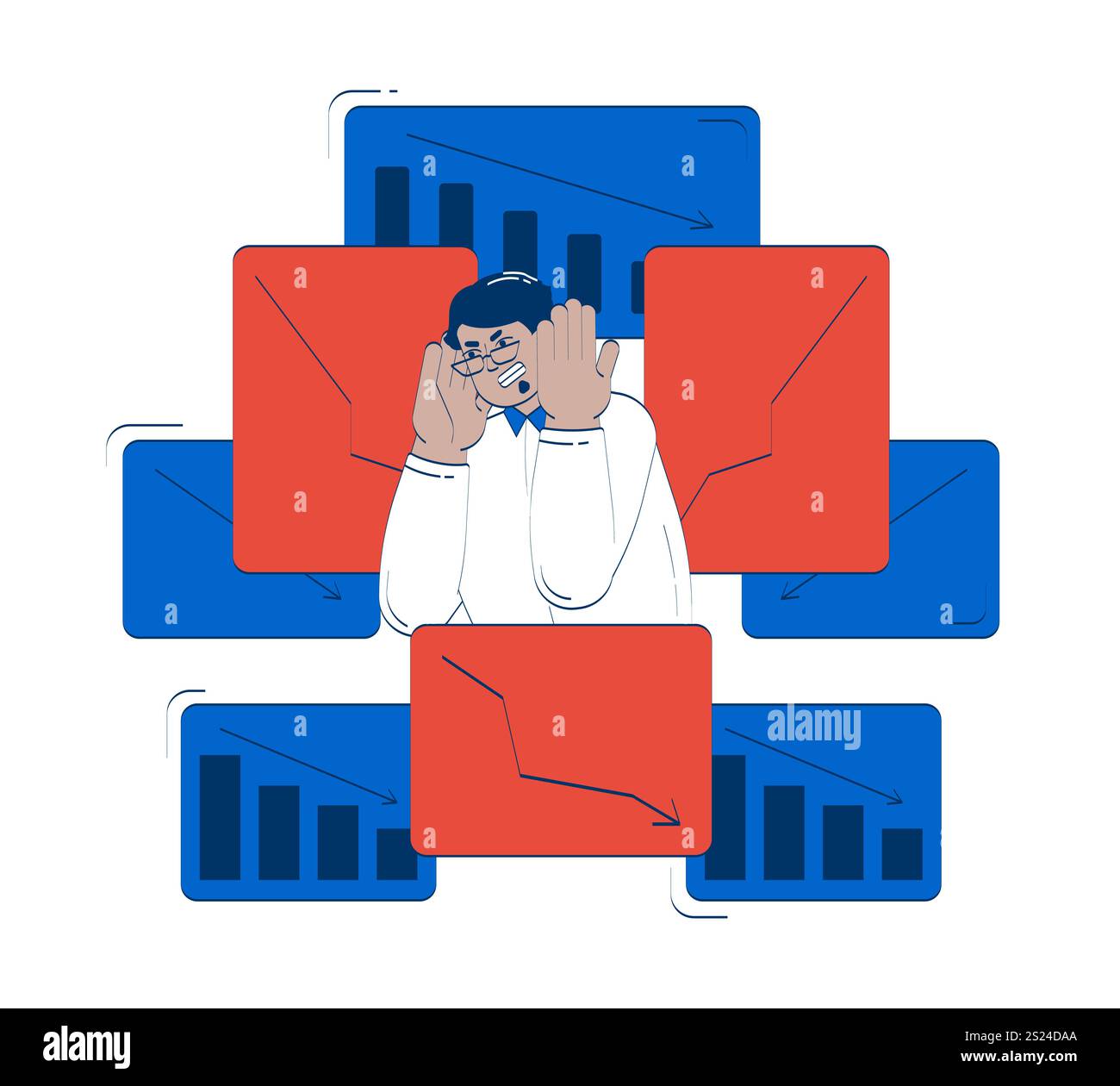 Stock market crisis doodle illustration concept Stock Vector Image ...