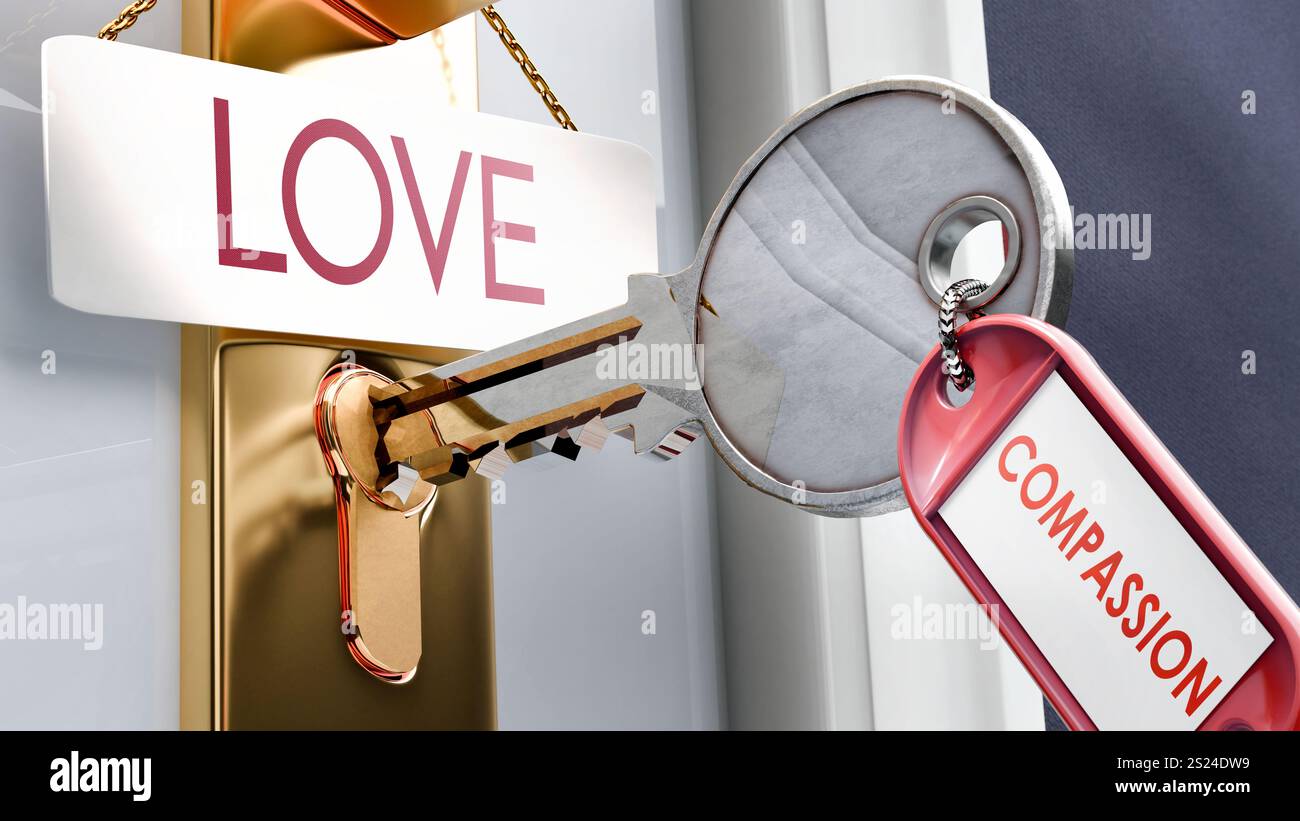 Compassion leads to Love - it's a key to unlock love. A door key ...