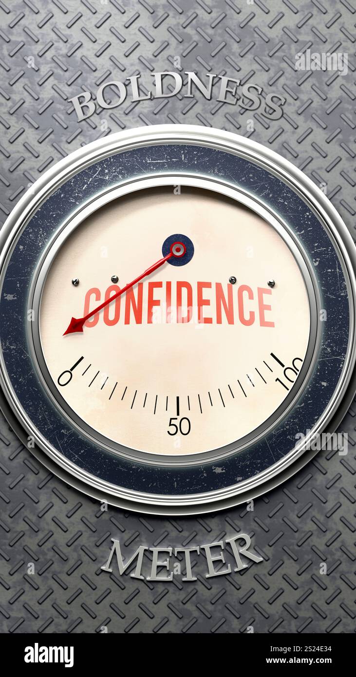 Confidence and Boldness that is hitting a full scale, showing a very ...