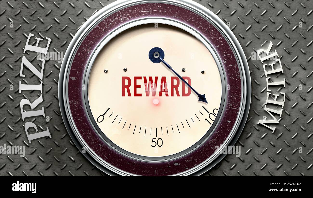 Reward and Prize that is hitting a full scale, showing a very high ...