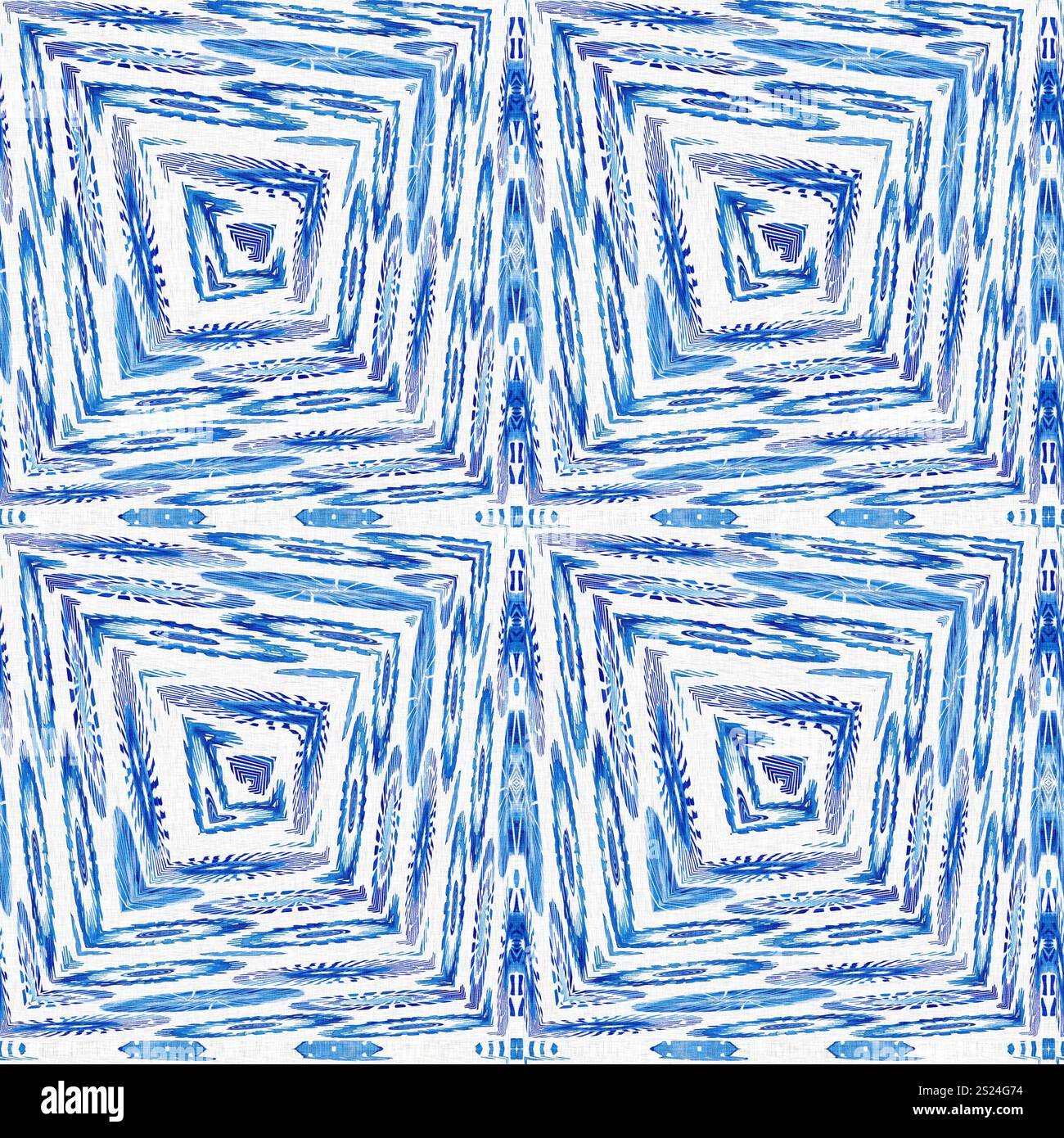 Geometric indigo shape seamless pattern. Irregular hand drawn batik ...