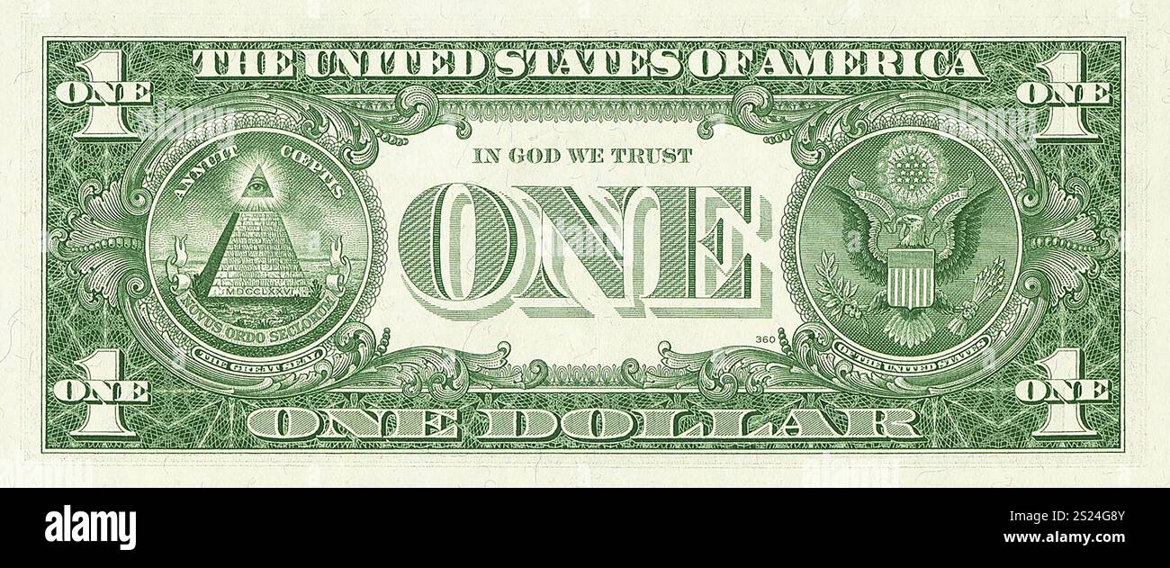 United States One dollar bill backside Stock Photo - Alamy