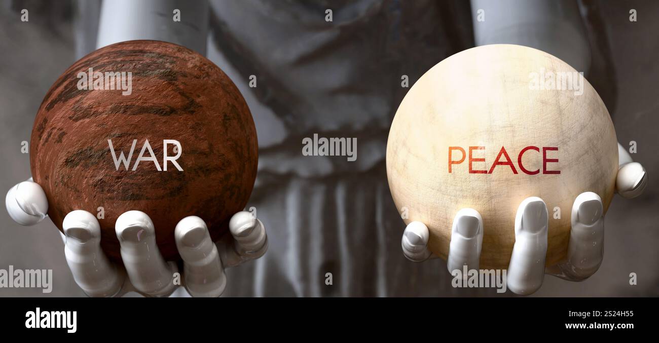 War or Peace - decide between two options. Greek statue presenting a ...