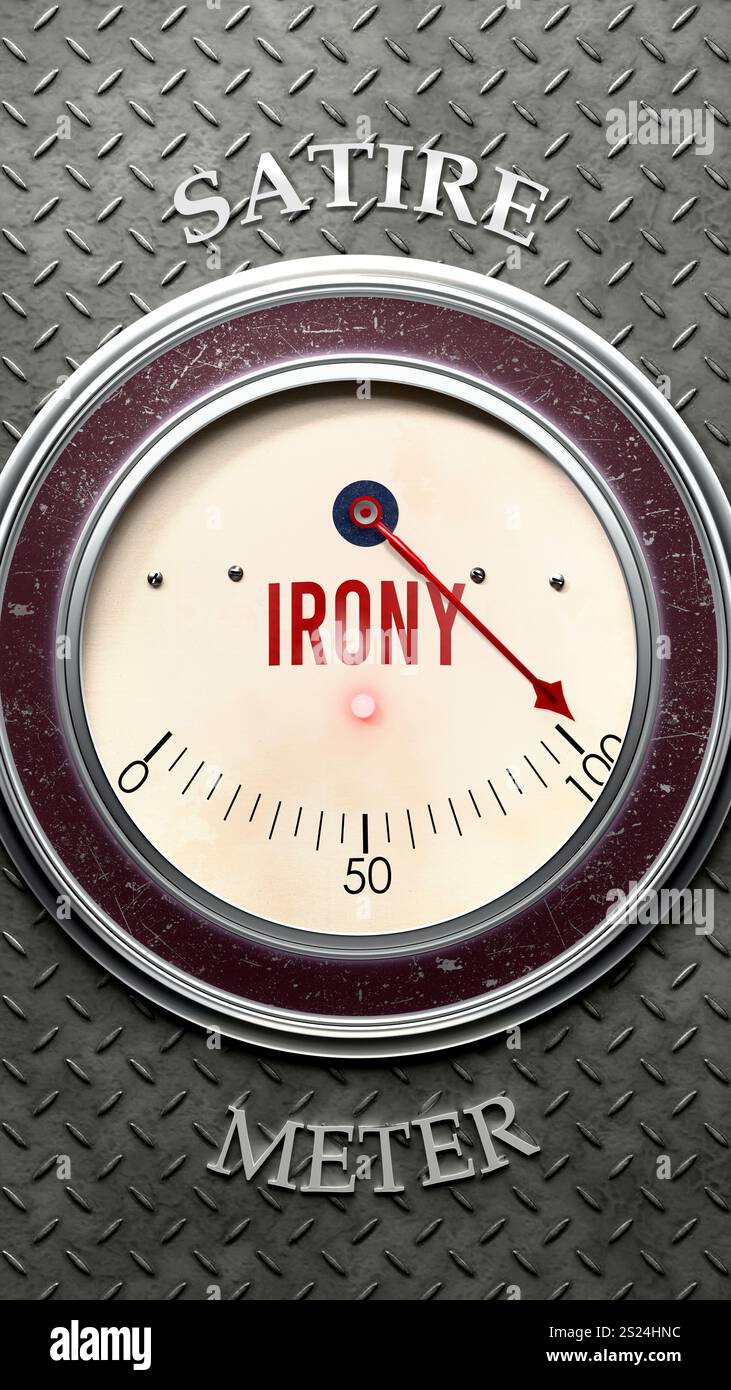 Irony and Satire that is hitting a full scale, showing a very high ...