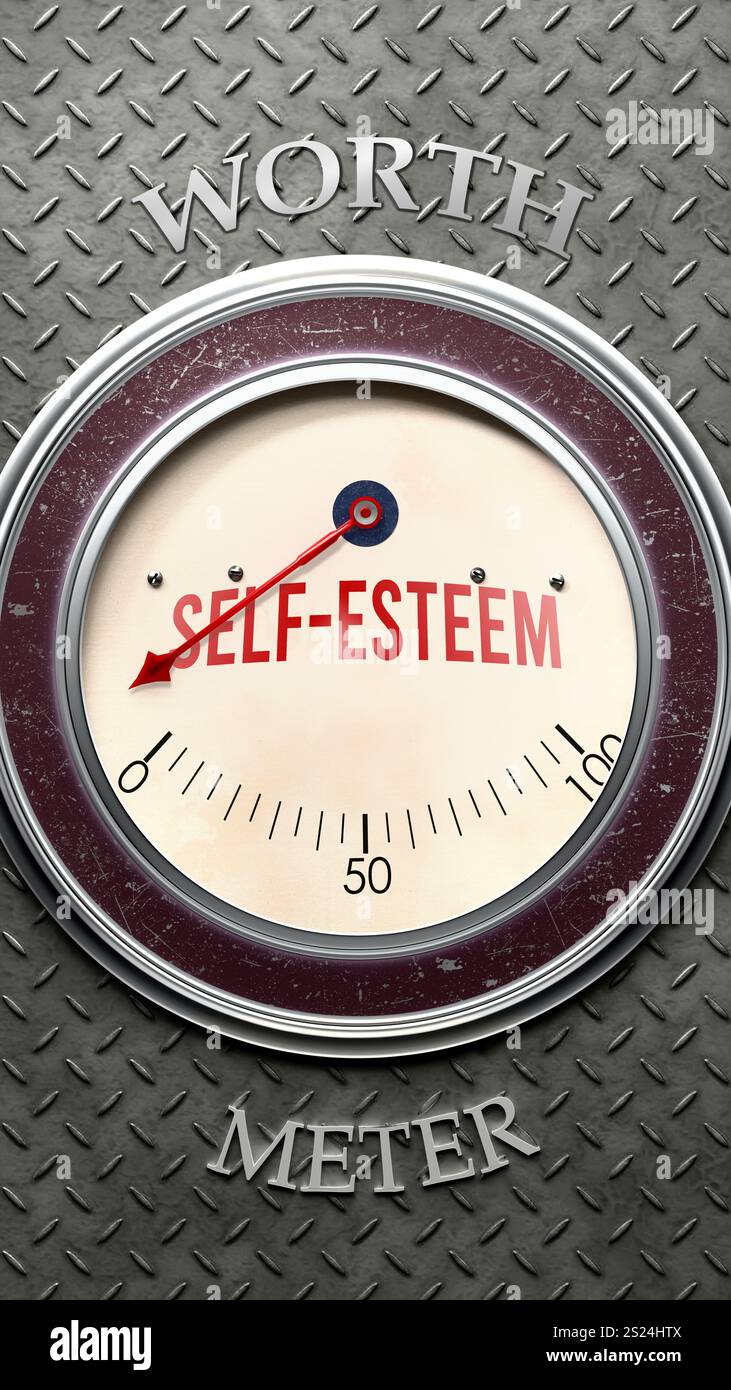 Self-Esteem and Worth that is hitting a full scale, showing a very high ...