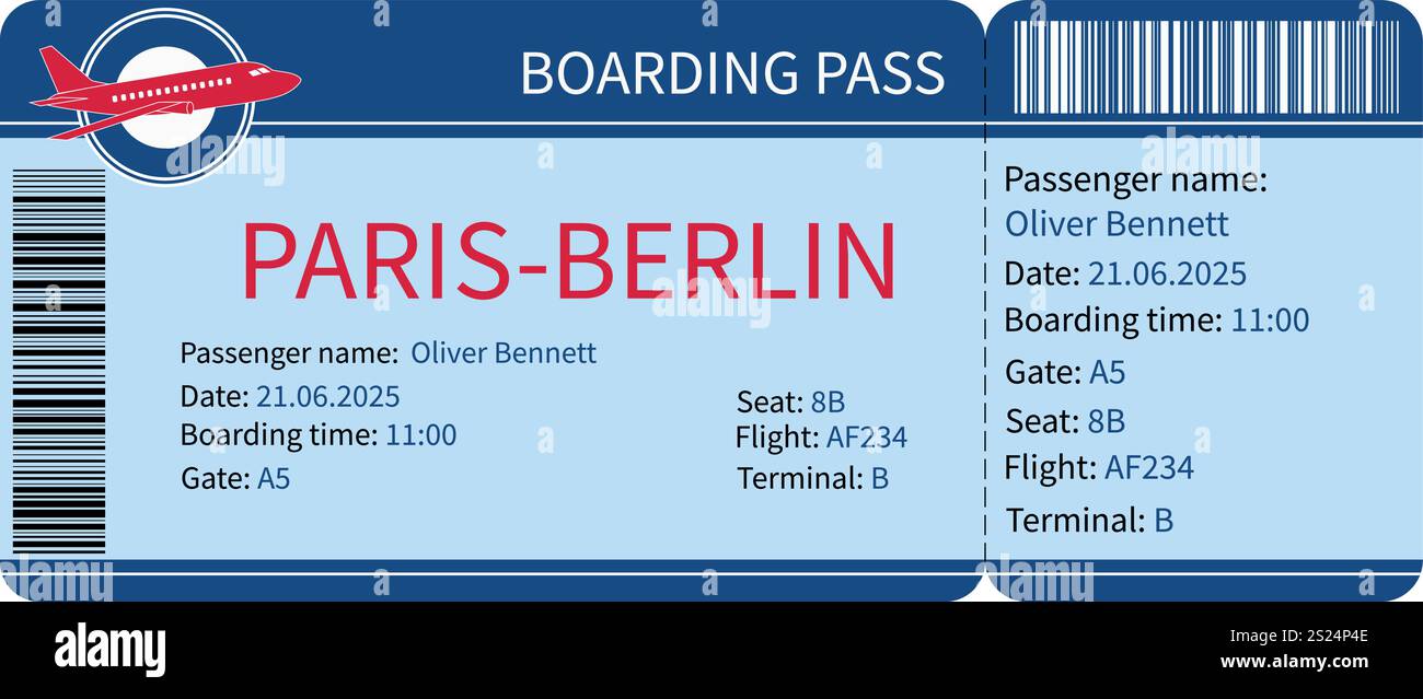 Airplane ticket template in modern style Stock Vector Image & Art - Alamy