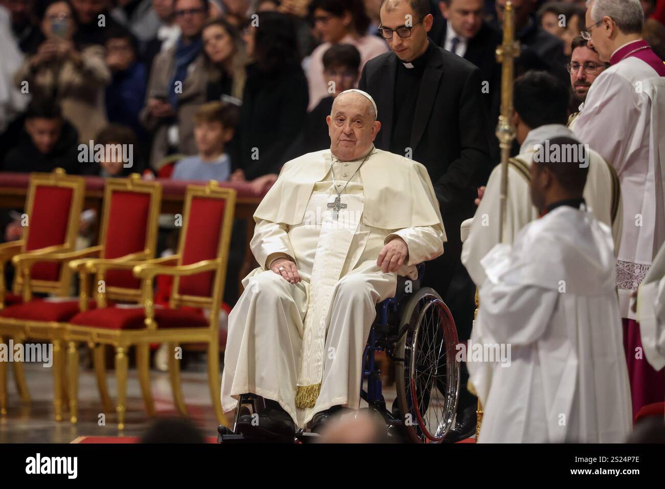 Pope Francis Bergoglio arrives at the basilica before the celebration ...