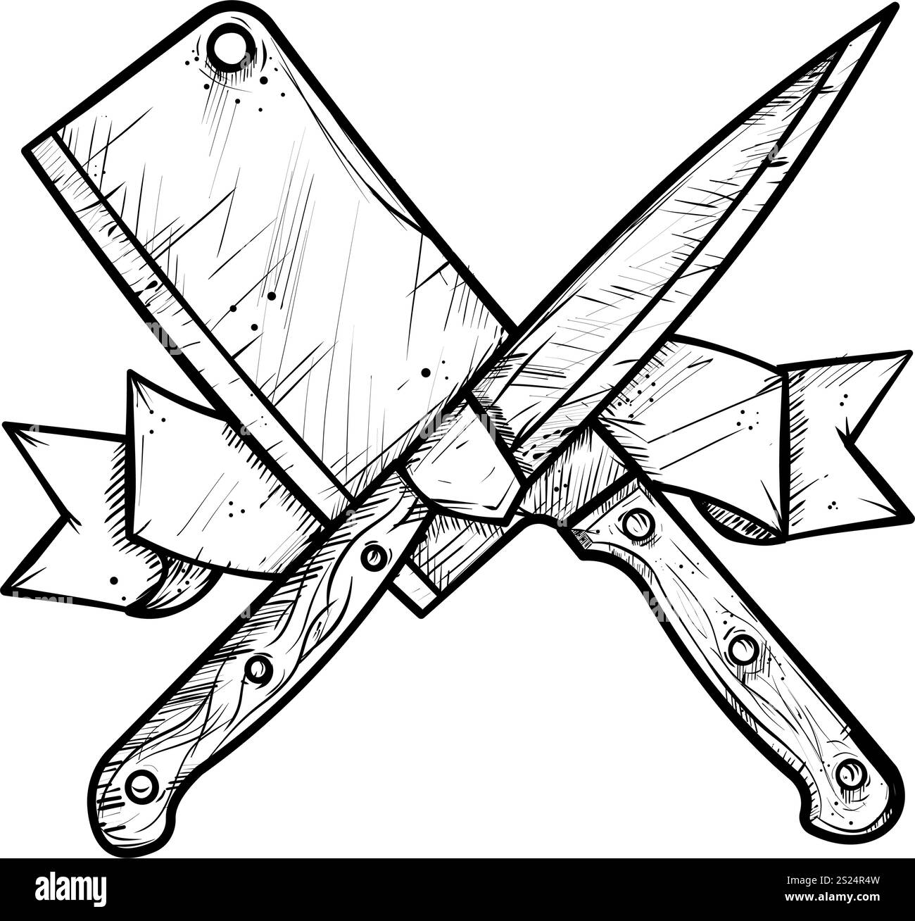Crossed chefs knife and kitchen cleaver Stock Vector Image & Art - Alamy