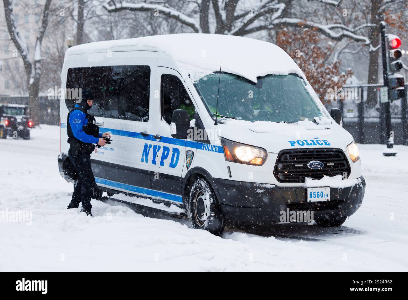 Washington, United States. 06th Jan, 2025. A NYPD van is seen outside ...