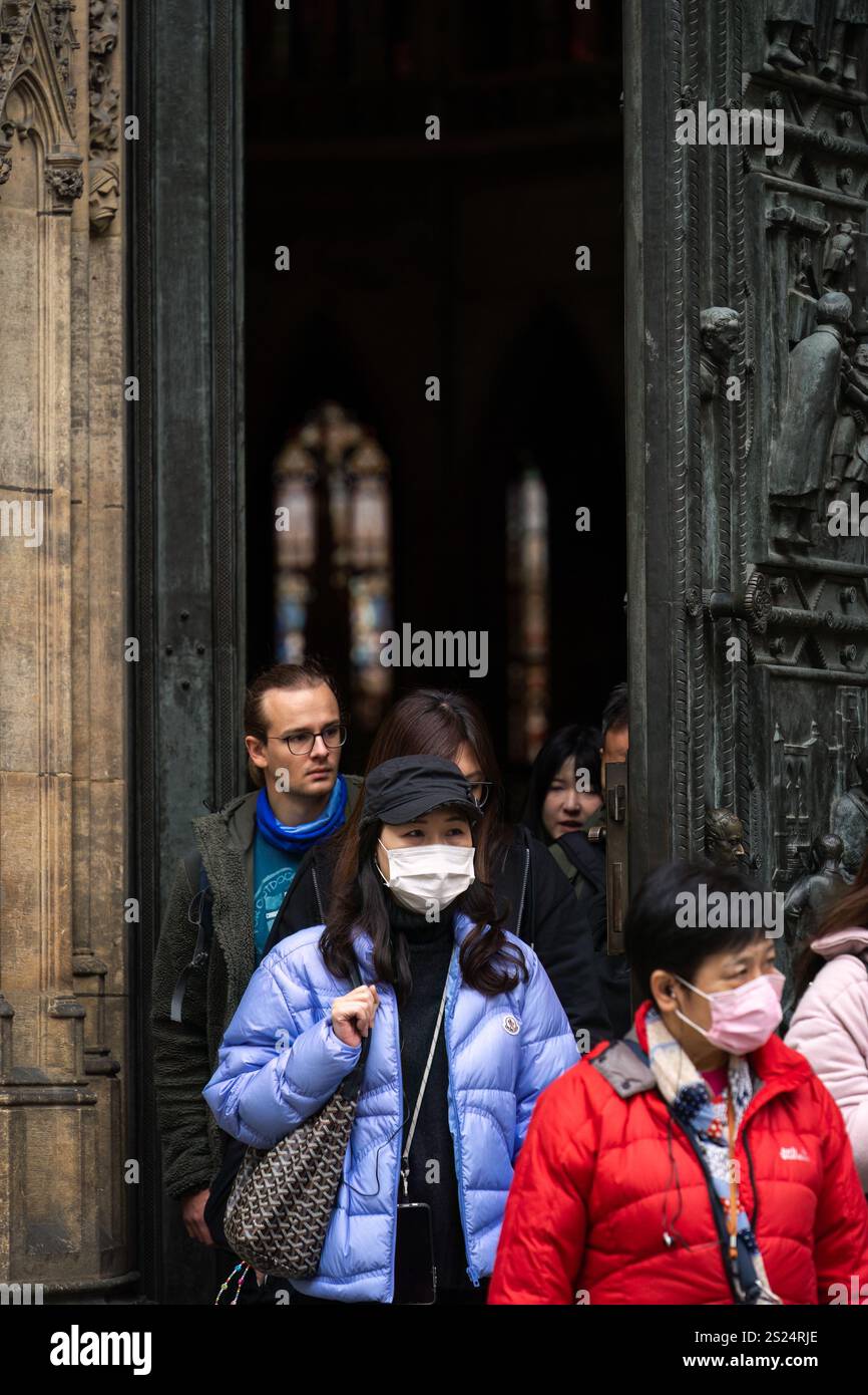 Prague, Czech Republic. October 4, 2024 - Visitors wearing face masks ...