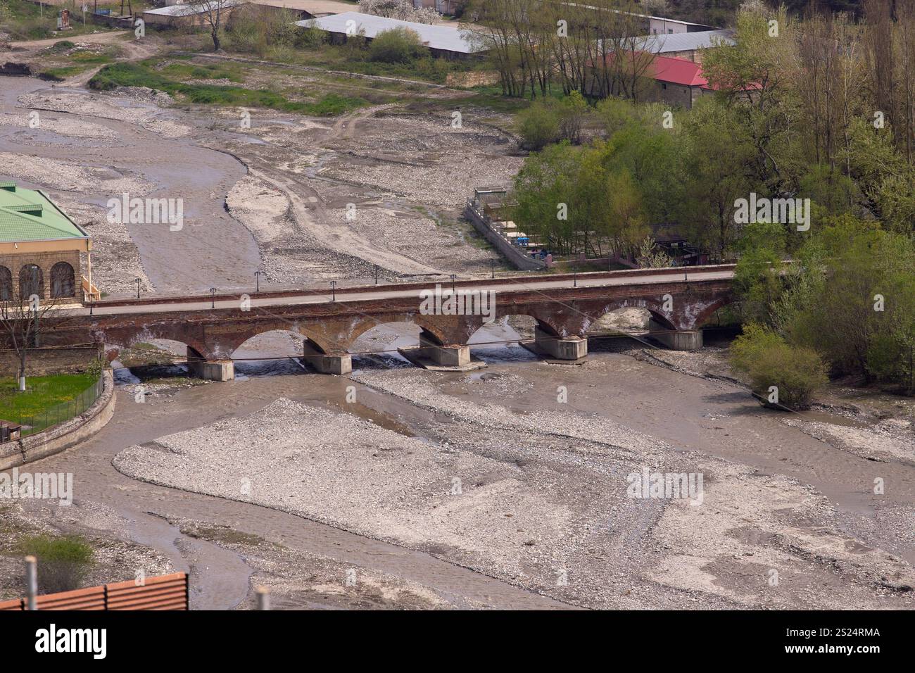 An ancient bridge over the river in the village of Krasnaya Sloboda in ...