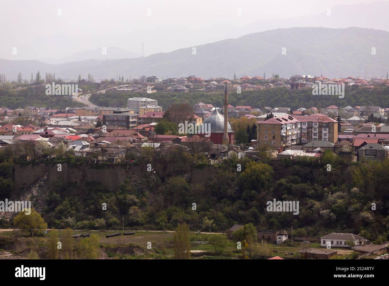 City of Guba. Azerbaijan. 04.19.2022. A small beautiful mosque in the ...