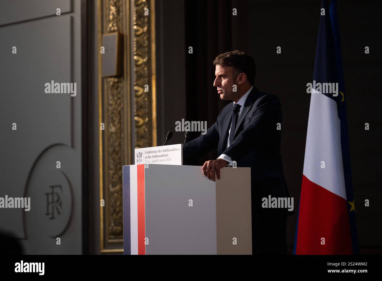Paris, France. 06th Jan, 2025. The President of the Republic meets the ...