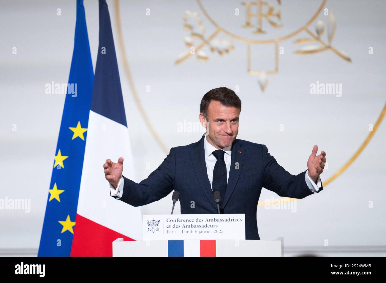 Paris, France. 06th Jan, 2025. The President of the Republic meets the ...