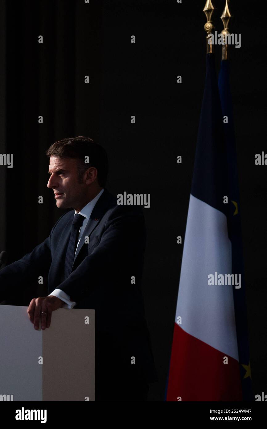 Paris, France. 06th Jan, 2025. The President of the Republic meets the ...