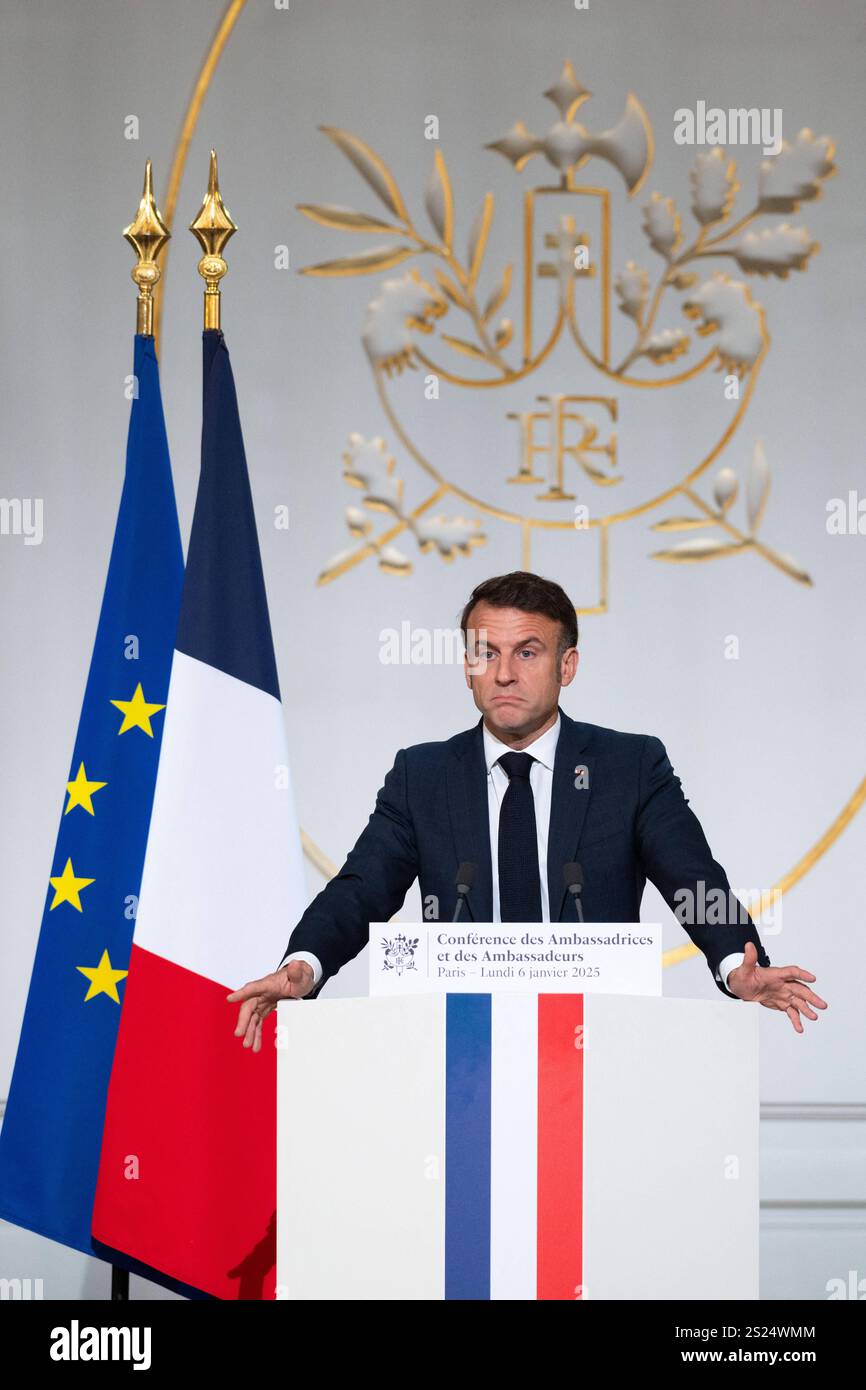 Paris, France. 06th Jan, 2025. The President of the Republic meets the ...