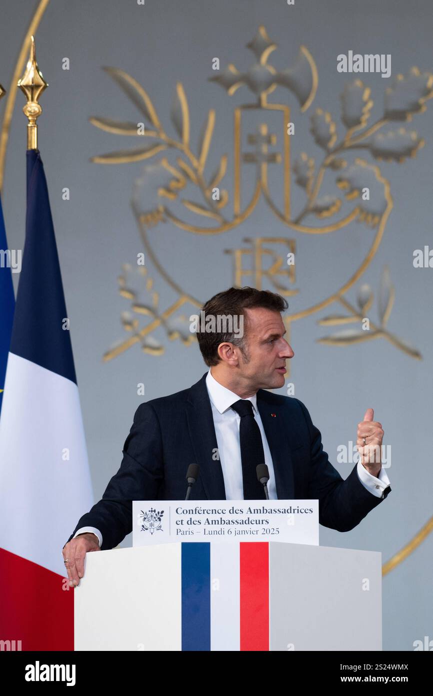 Paris, France. 06th Jan, 2025. The President of the Republic meets the ...