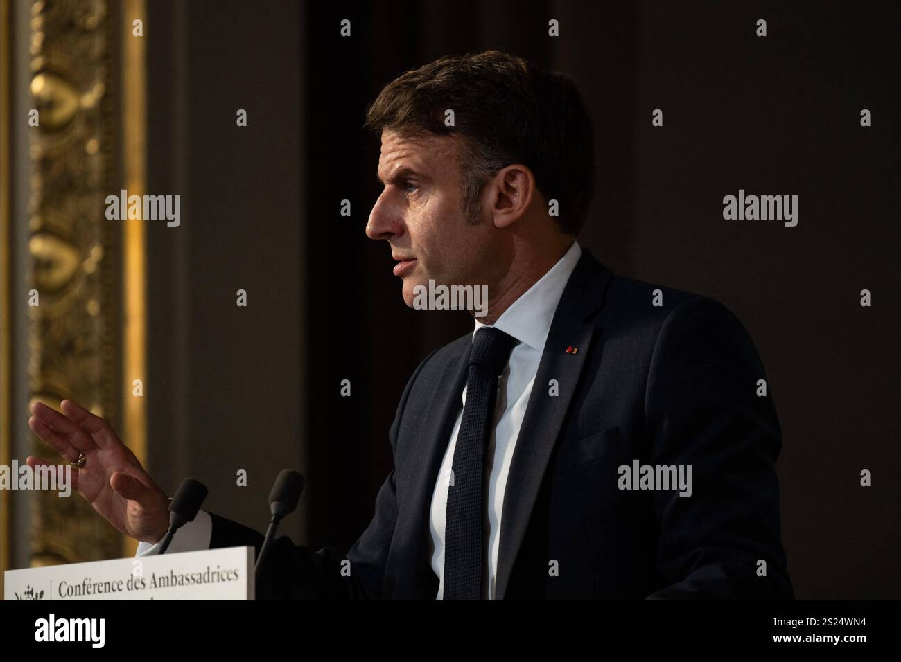 Paris, France. 06th Jan, 2025. The President of the Republic meets the ...