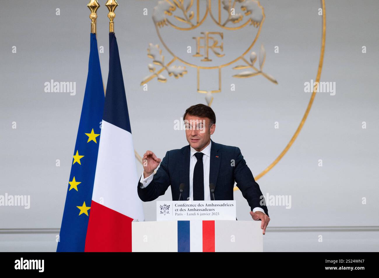 Paris, France. 06th Jan, 2025. The President of the Republic meets the ...