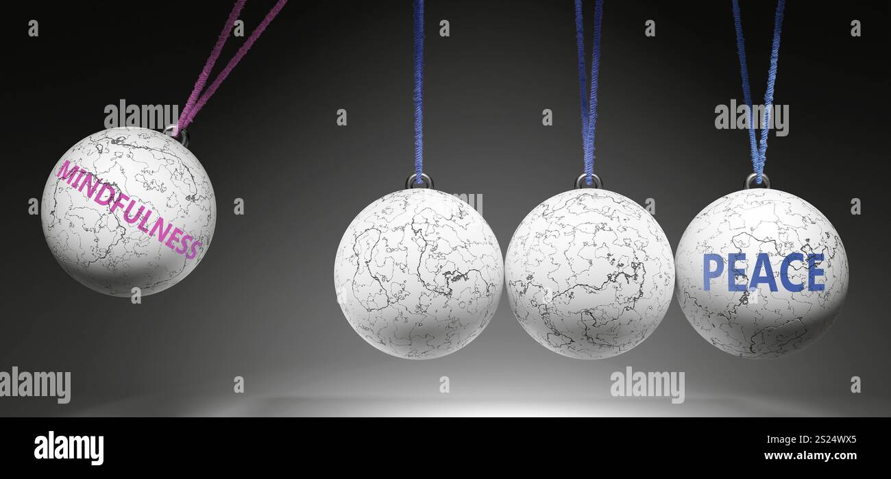 Mindfulness and Peace - cause and effect relationship. A Newton cradle ...