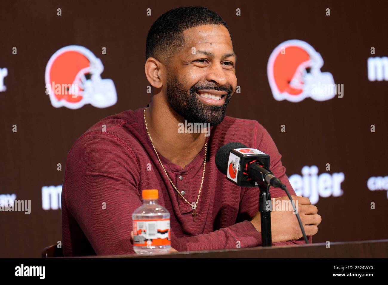 Cleveland Browns General Manager Andrew Berry speaks during an NFL ...