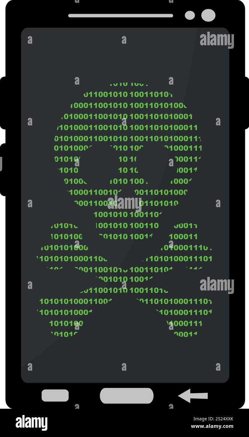 Vector Illustration Skull With Crossbones Designed With Binary Code Numbers In Concept Hacked 